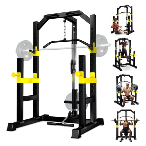 Power Cage with Squat Rack, LAT Pulldown, Home Gym Weight Training ...