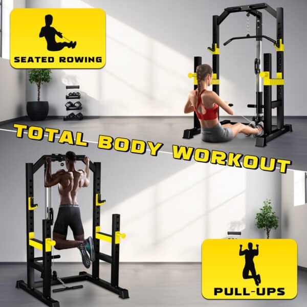 Power Cage with Squat Rack, LAT Pulldown, Home Gym Weight Training ...