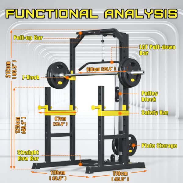 Power Cage with Squat Rack, LAT Pulldown, Home Gym Weight Training ...