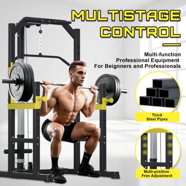 Power Cage with Squat Rack, LAT Pulldown, Home Gym Weight Training ...