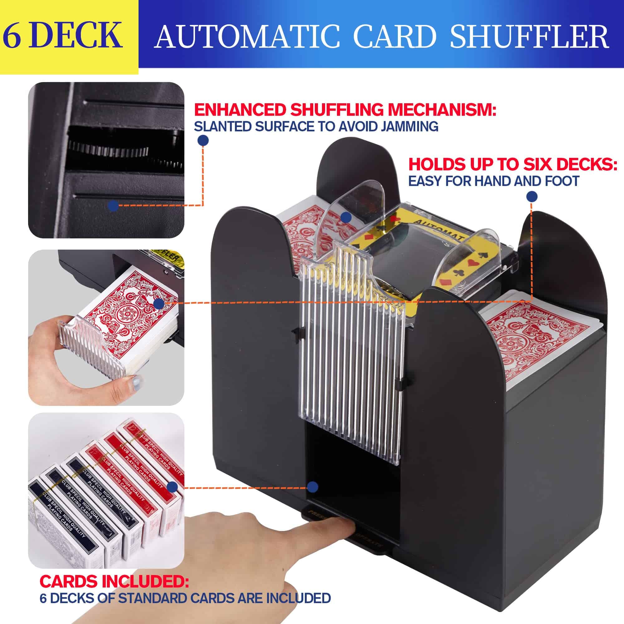 FONBEAR Automatic Card Shufflers 6 Deck (Playing Cards Included ...